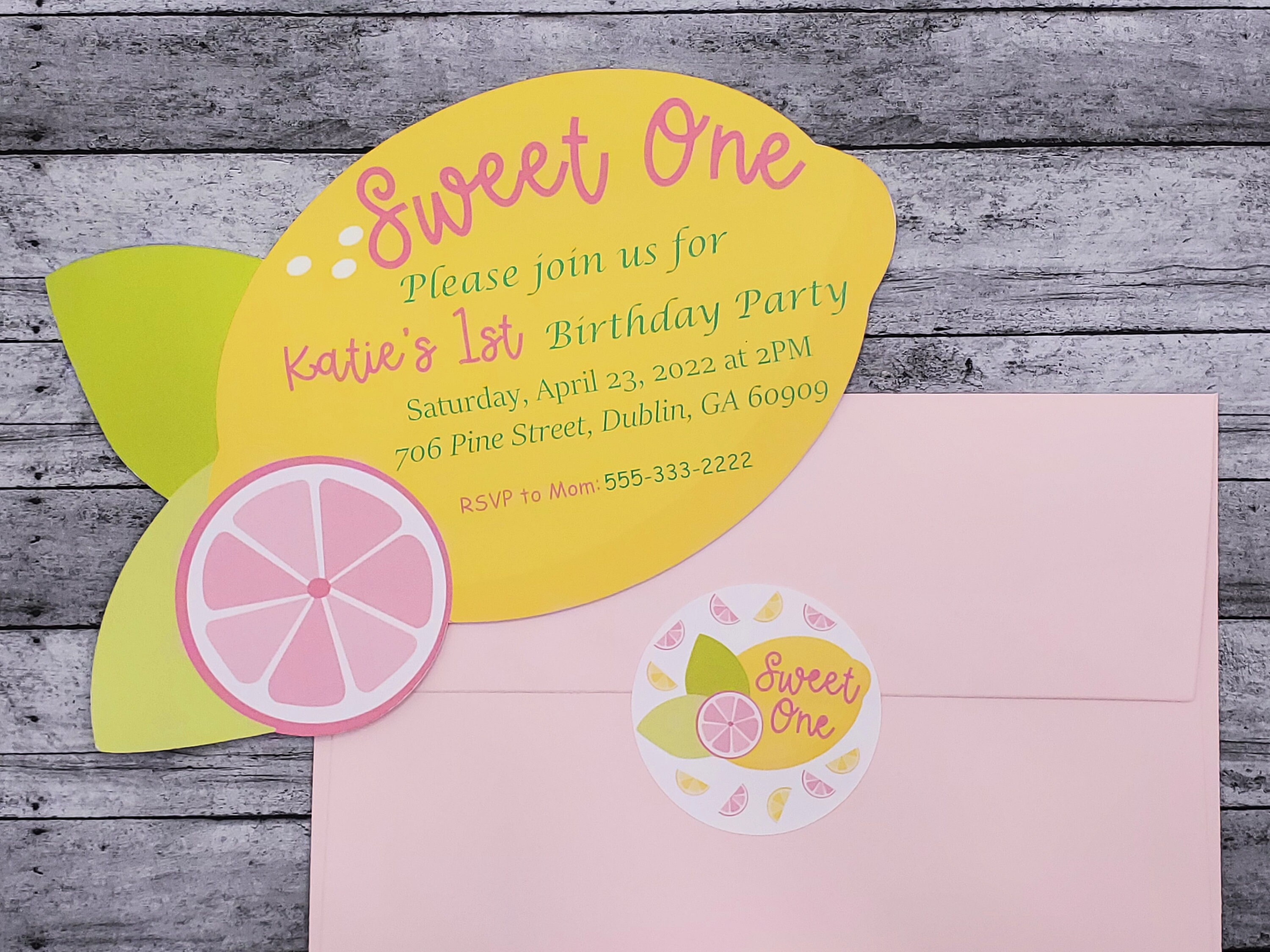 Sweet One Birthday Party Invitations, Pink Lemonade First Birthday ...