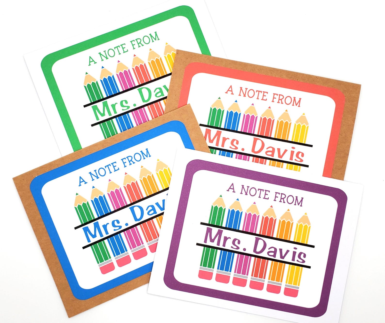 Personalized Teacher Note Cards, Handmade Teacher Gift, Teacher ...