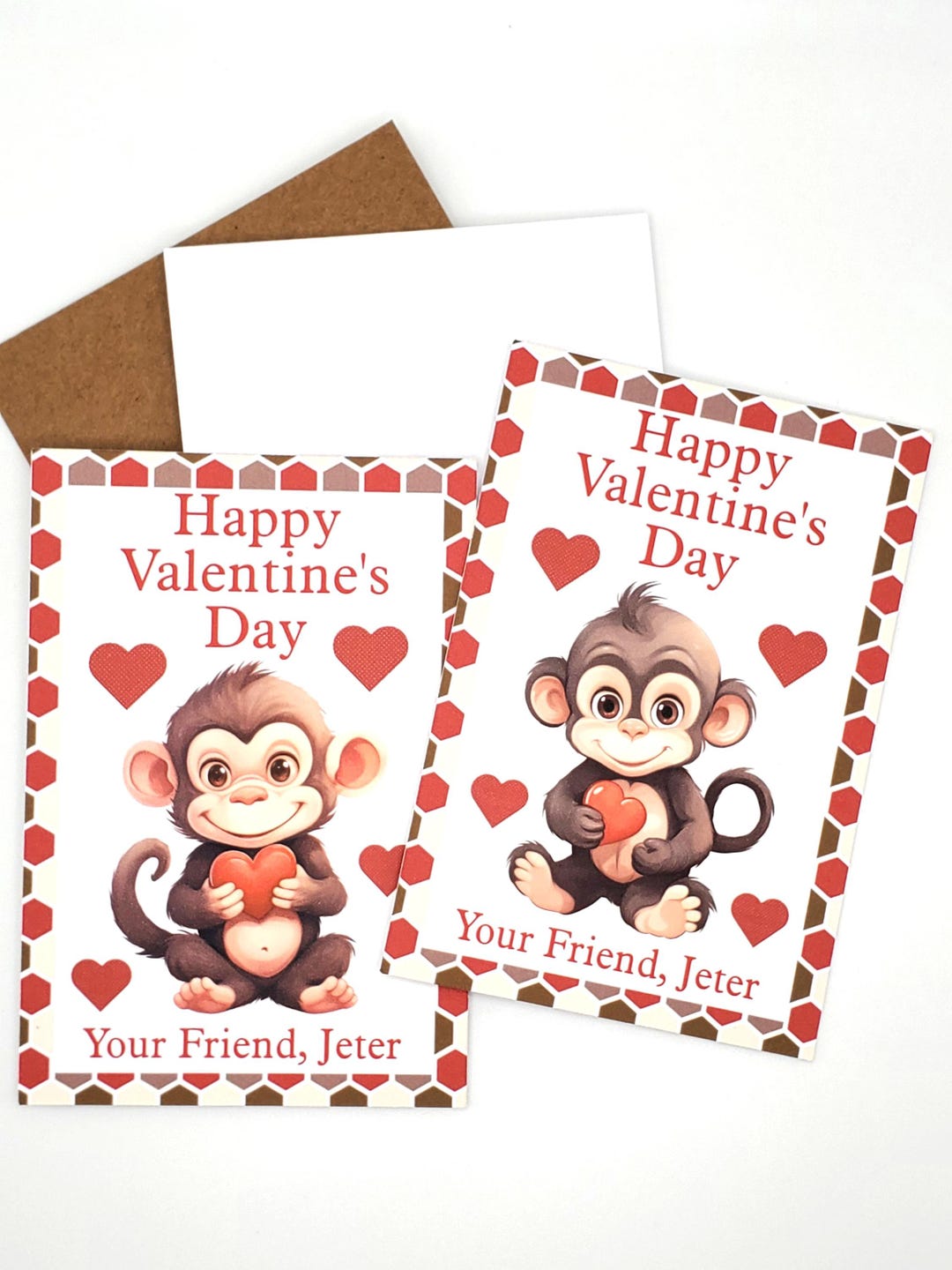 Kid's Personalized Valentine's Day Cards, Monkey Valentine's Day Cards ...