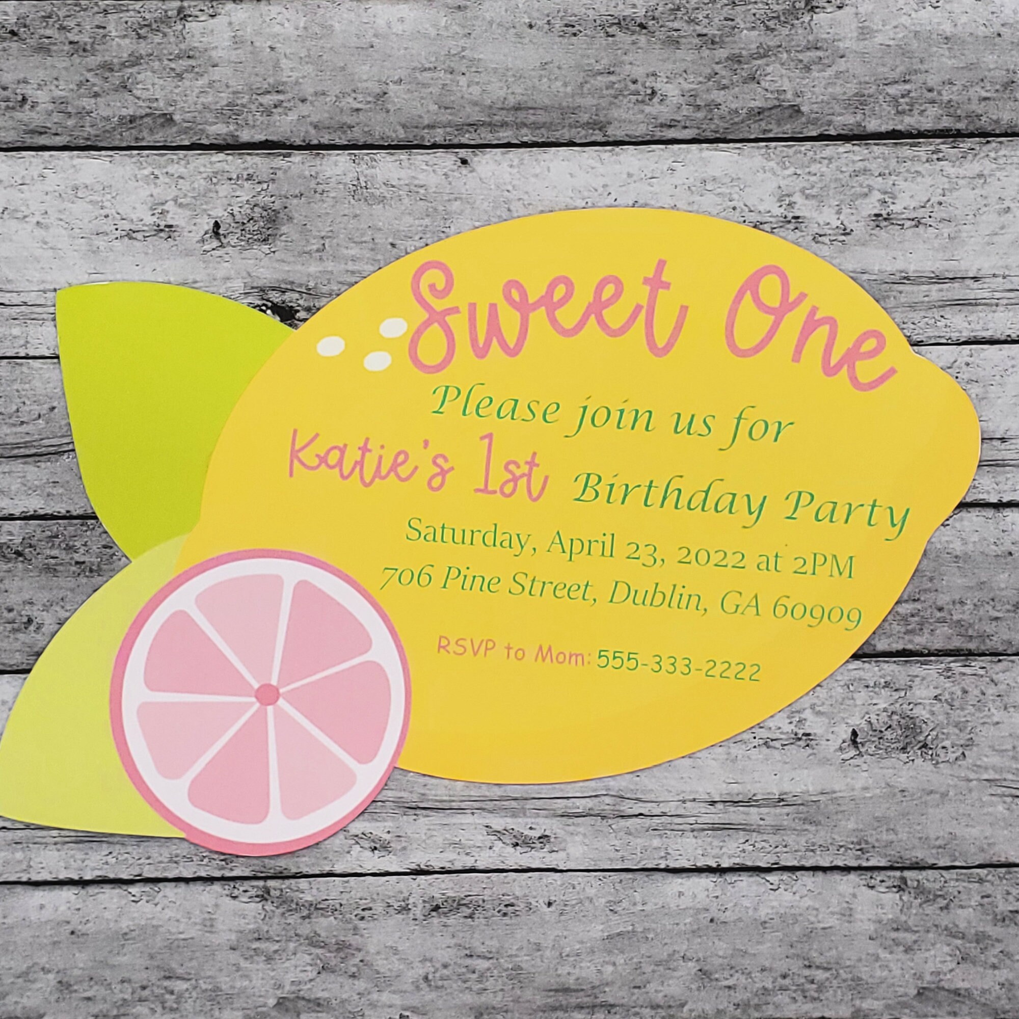 Sweet One Birthday Party Invitations, Pink Lemonade First Birthday ...
