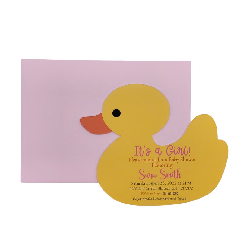 Rubber Duck Baby Shower Invitation, Girl Rubber Duck Baby Shower, Baby ...