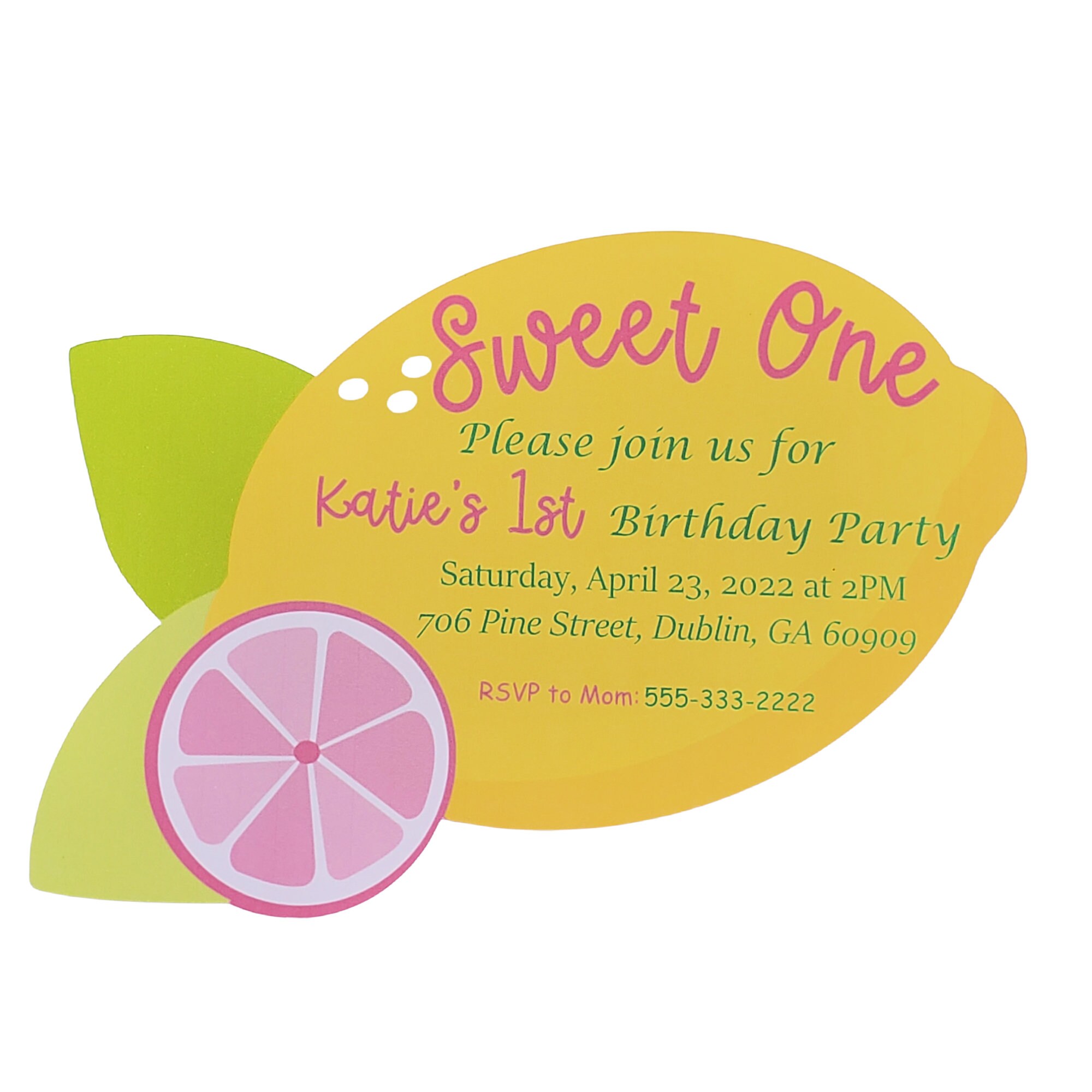 Sweet One Birthday Party Invitations, Pink Lemonade First Birthday ...