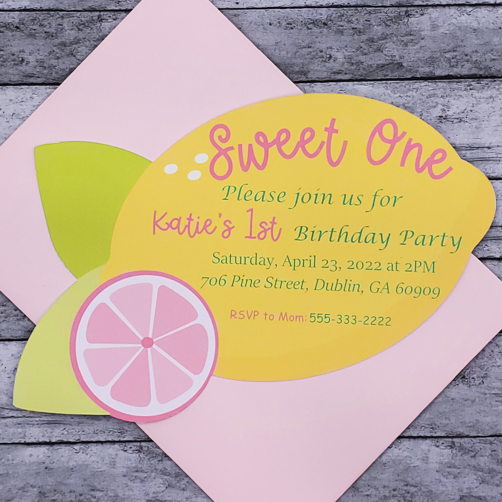 Sweet One Birthday Party Invitations, Pink Lemonade First Birthday ...