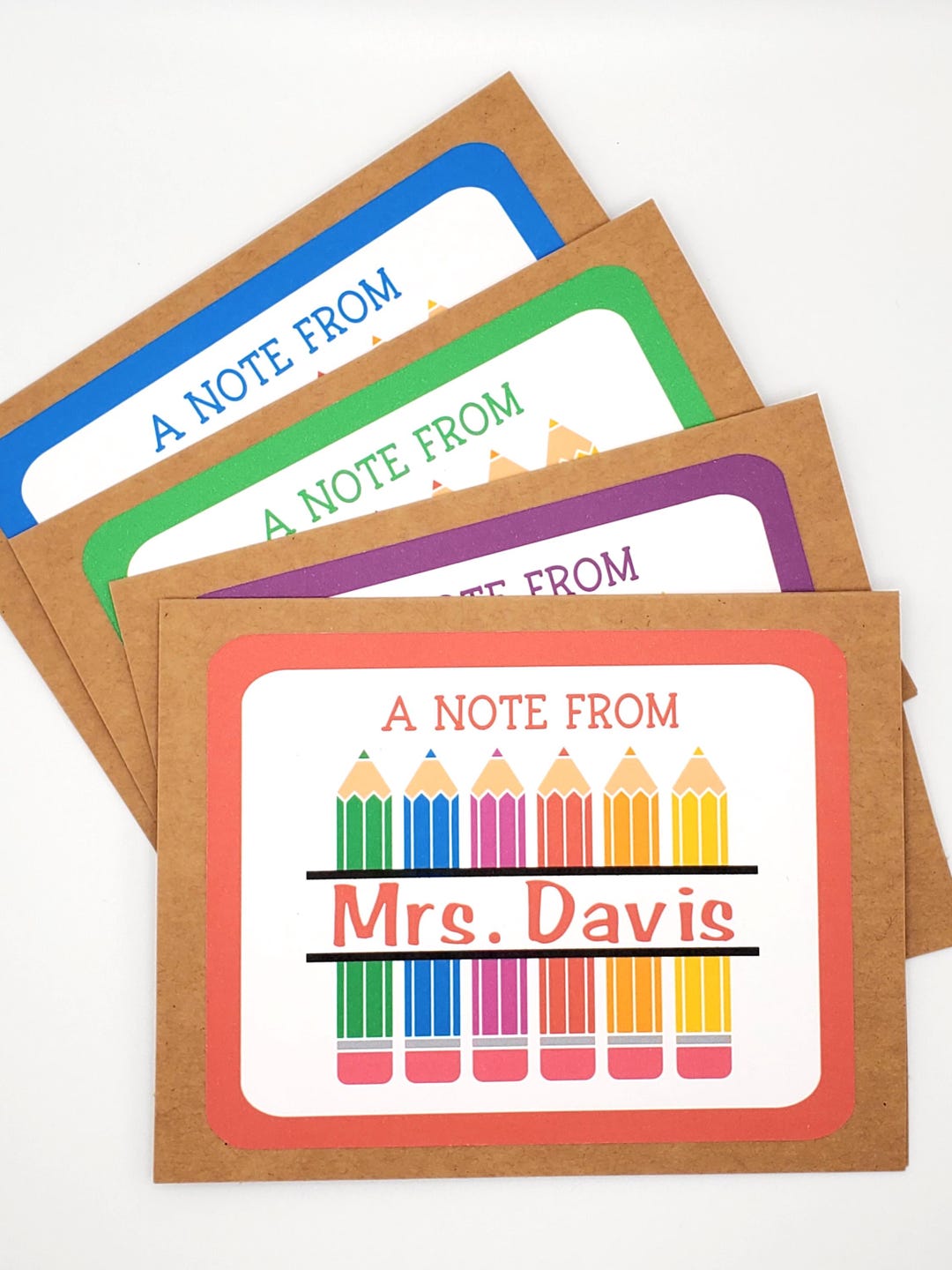 Personalized Teacher Note Cards, Handmade Teacher Gift, Teacher ...