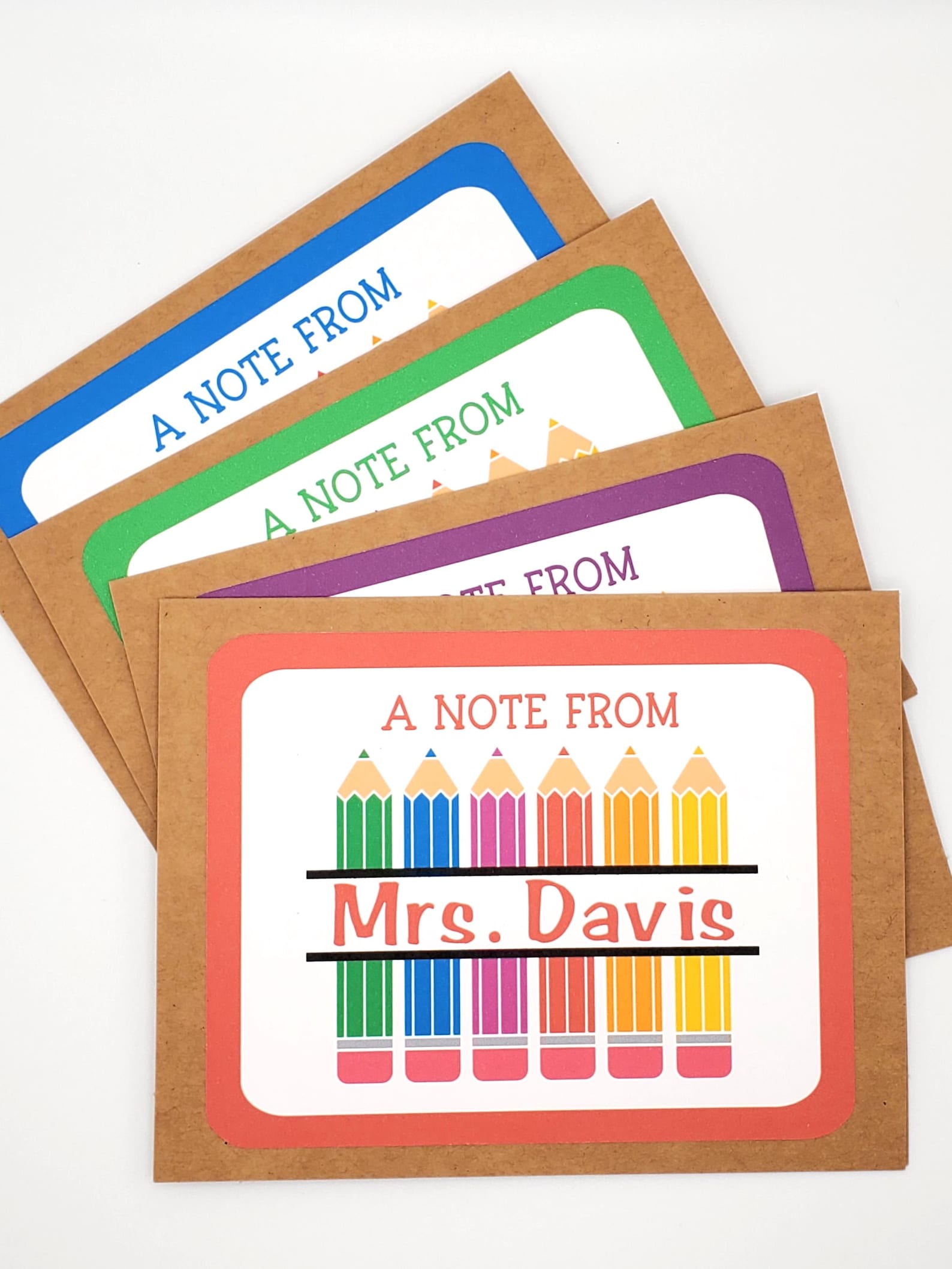 Personalized Teacher Note Cards, Handmade Gift Set - Etsy