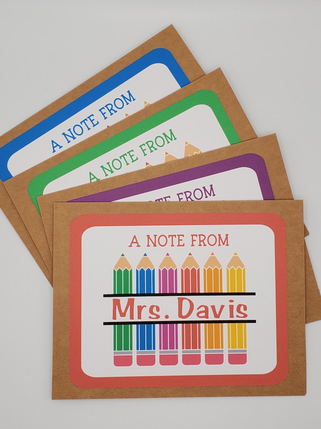 Personalized Teacher Note Cards, Handmade Teacher Gift, Teacher ...