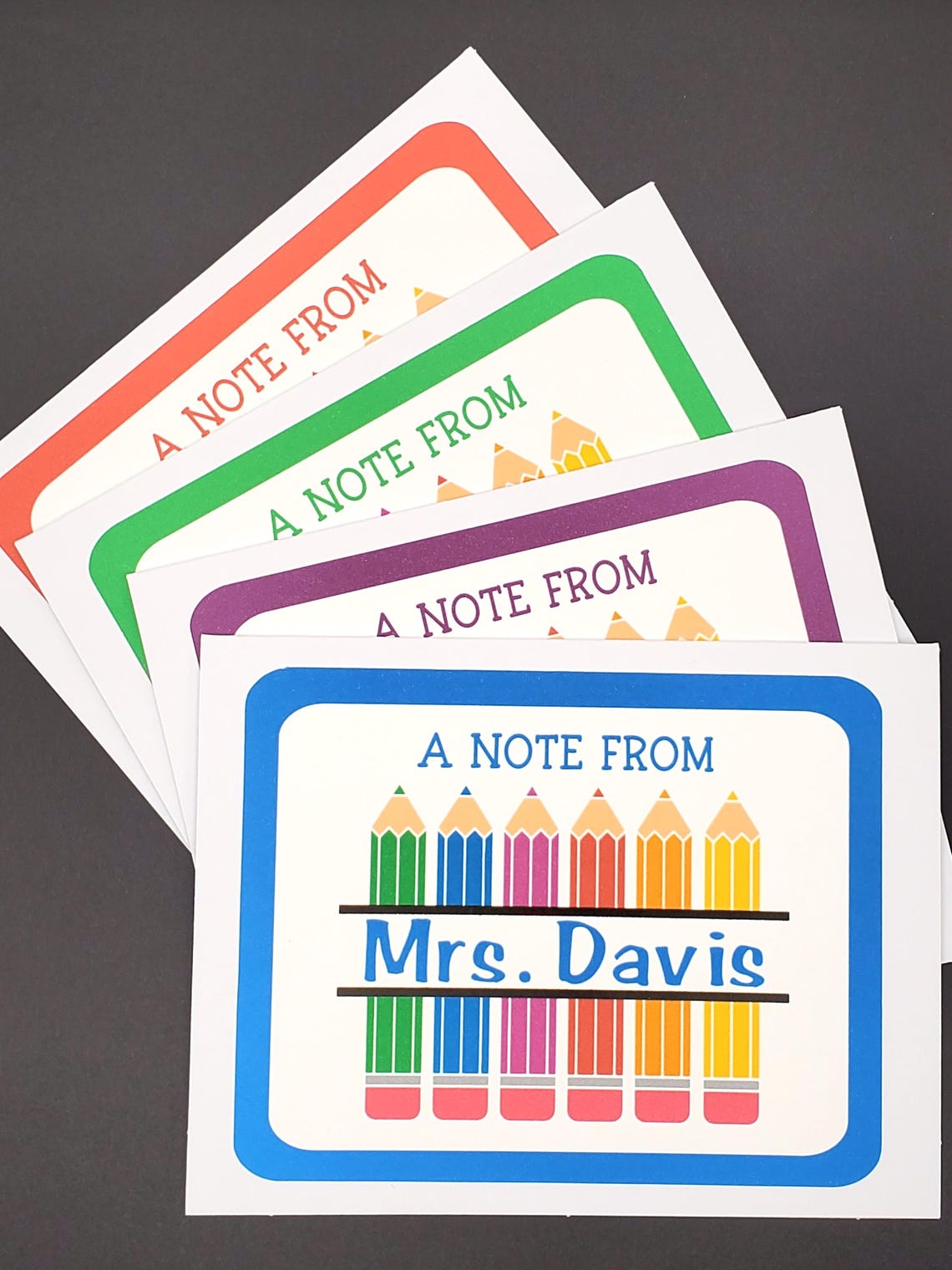 Personalized Teacher Note Cards, Handmade Teacher Gift, Teacher ...