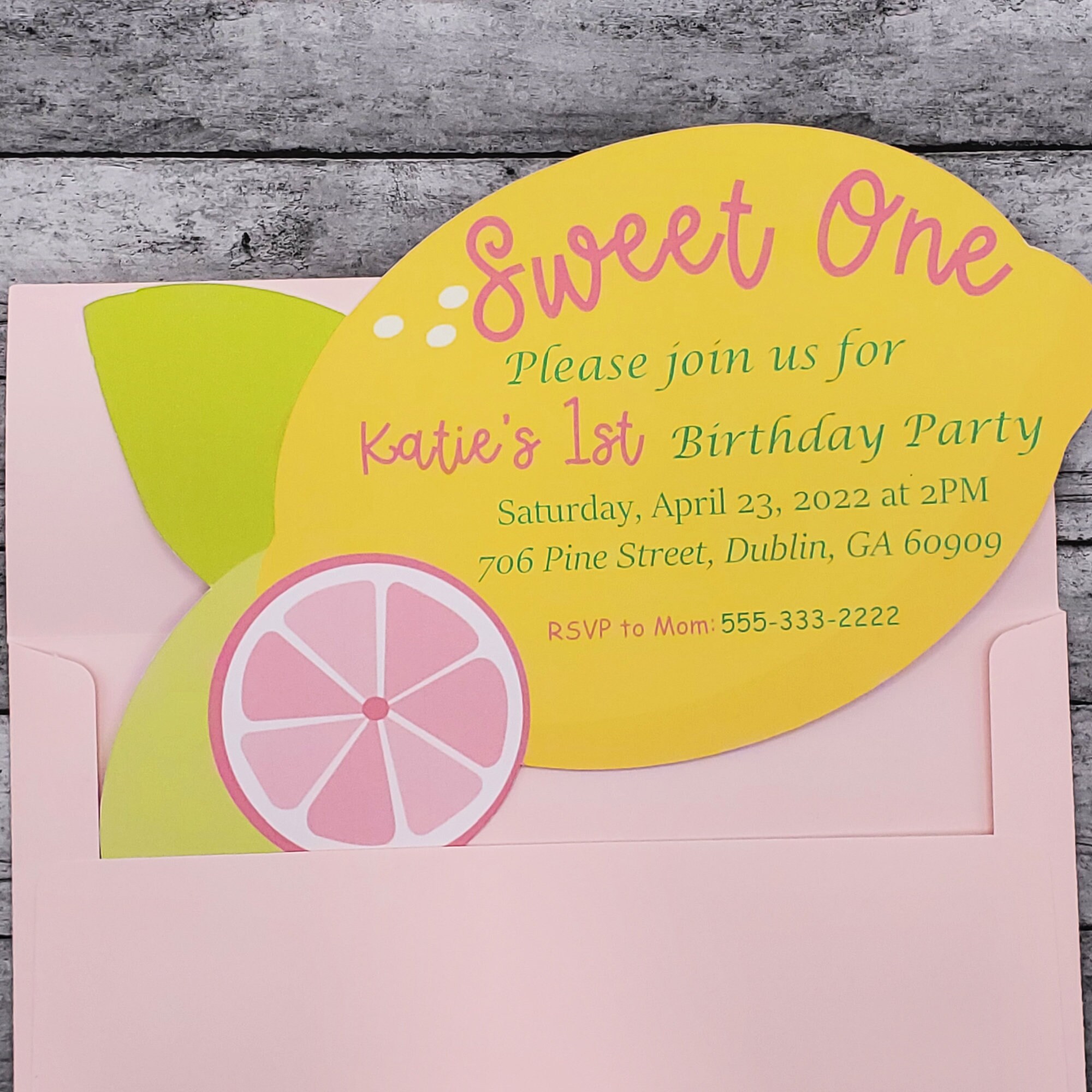 Sweet One Birthday Party Invitations, Pink Lemonade First Birthday ...
