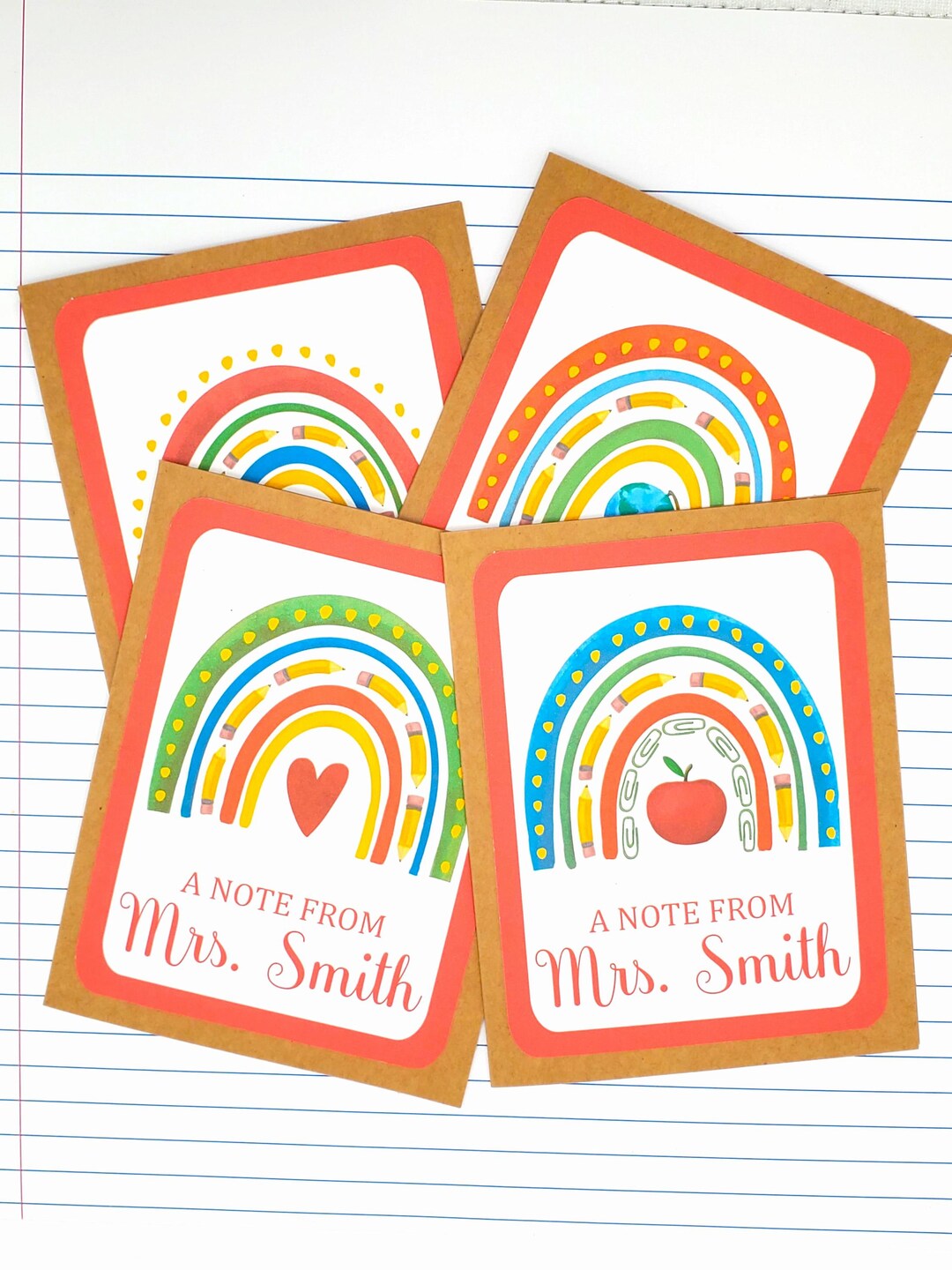 Personalized Teacher Note Cards, Teacher Appreciation Gift, Handmade ...