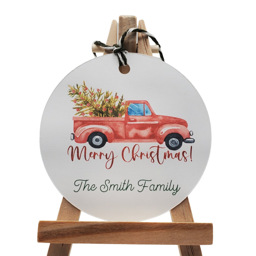 Personalized Christmas Gift Tag, Red Truck Gift Tag, Set of 24 PRINTED ...