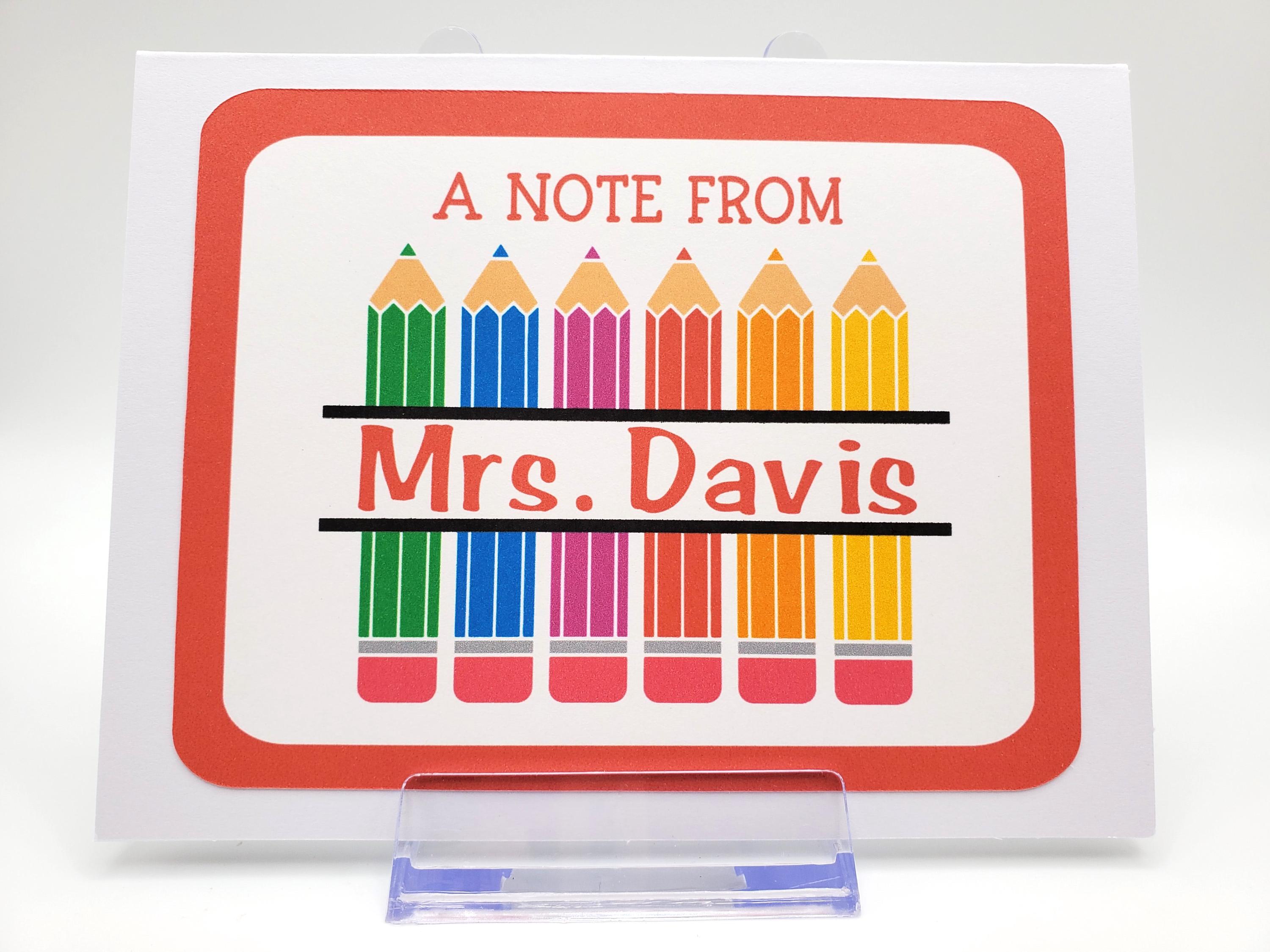 Personalized Teacher Note Cards, Handmade Teacher Gift, Teacher ...