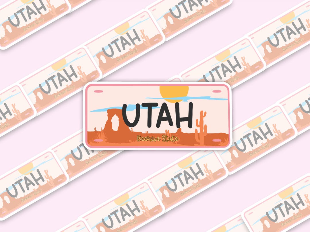 Handmade Vinyl Sticker - "utah" State License Plate - Etsy