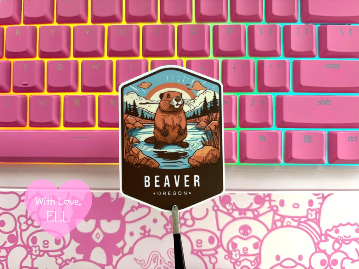 Handmade Vinyl Sticker - "oregon" State Animal- Beaver - Etsy