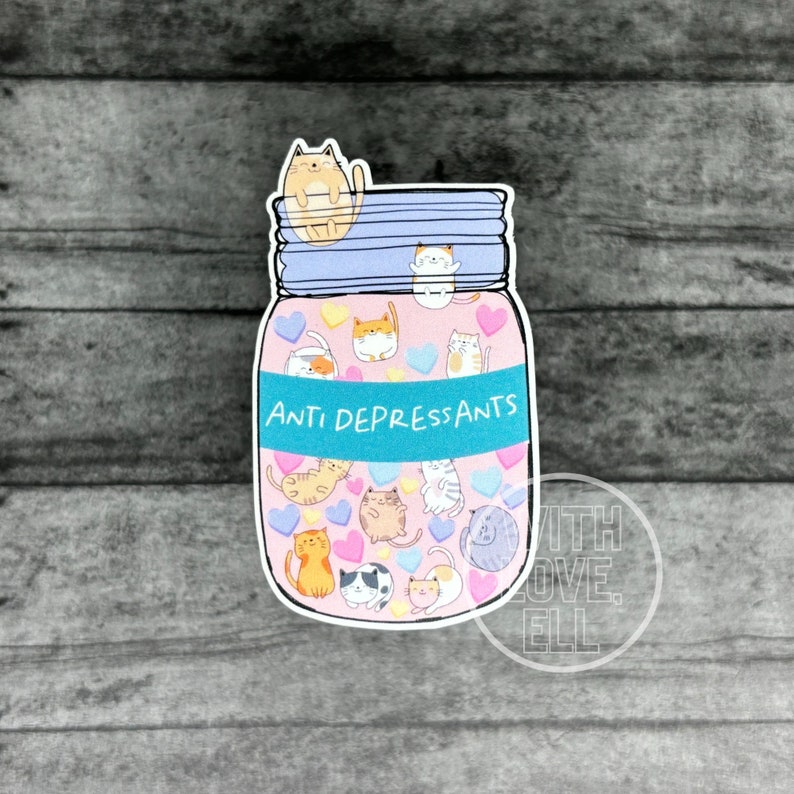 Handmade Vinyl Sticker- "cats Are Antidepressants" - Etsy