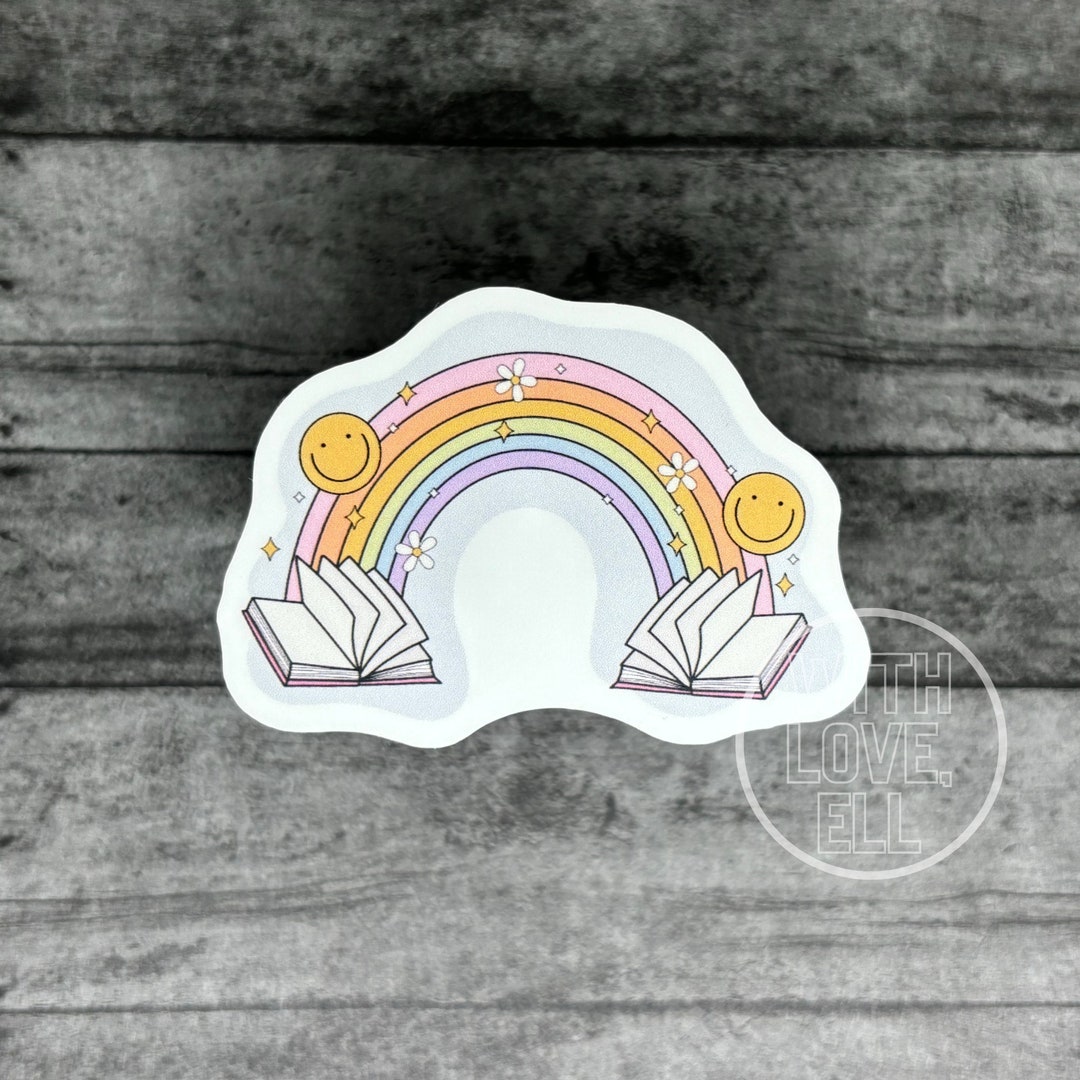 Handmade Vinyl Sticker - "rainbow Books" - Etsy