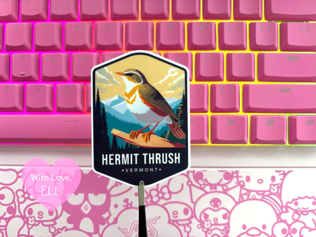 Handmade Vinyl Sticker - "vermont" State Bird Hermit Thrush - Etsy