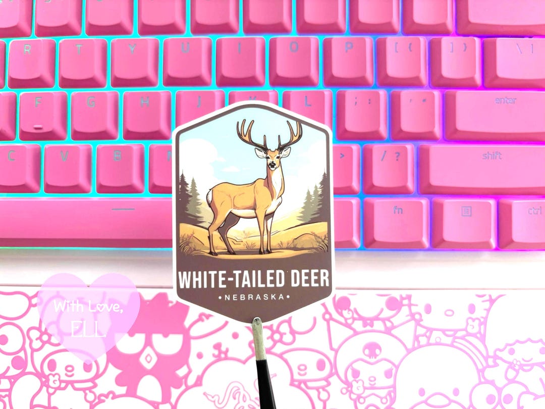Handmade Vinyl Sticker - "nebraska" State Animal- White Tailed Deer - Etsy