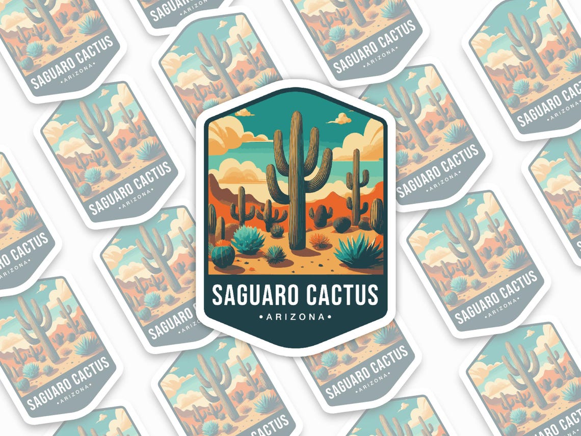 Handmade Vinyl Sticker - Arizona State Flower " Saguaro Cactus" - Etsy