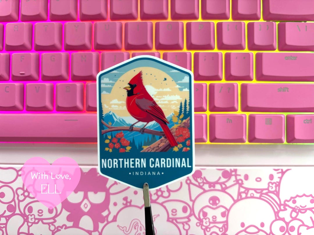 Handmade Vinyl Sticker - "indiana" State Bird Northern Cardinal - Etsy