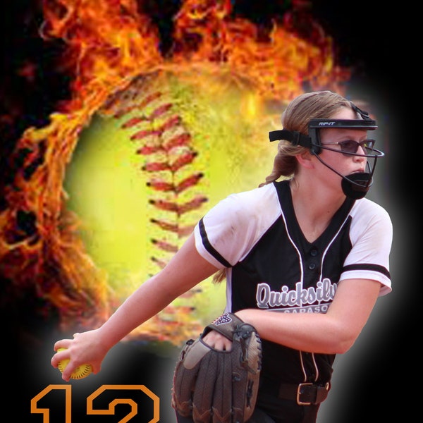 Softball With Flames Svg - Etsy