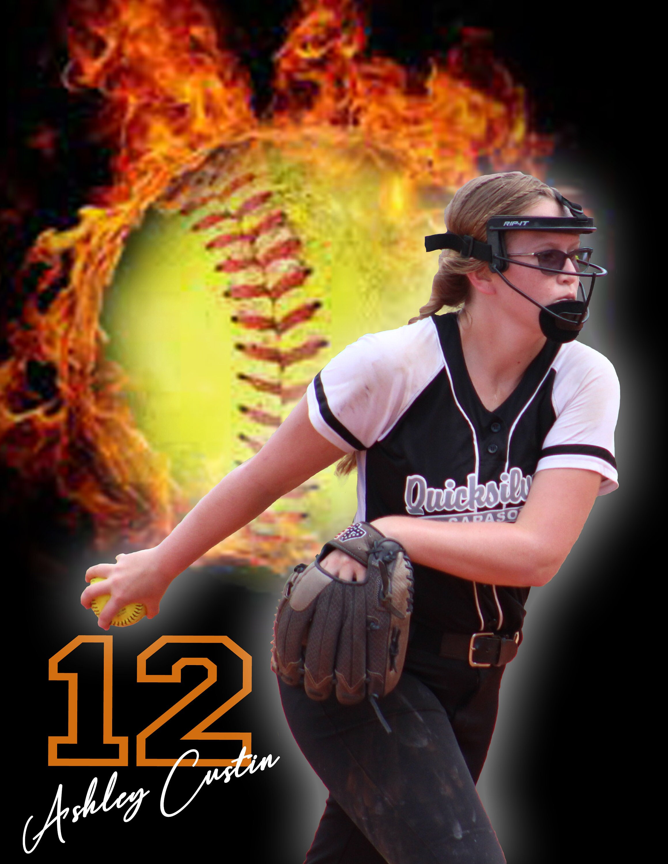 Softball With Flames Autograph Photo - Etsy