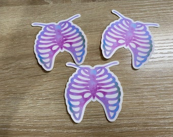 Halloween Pastel Pink Skeleton Rib Cage Sticker - Etsy