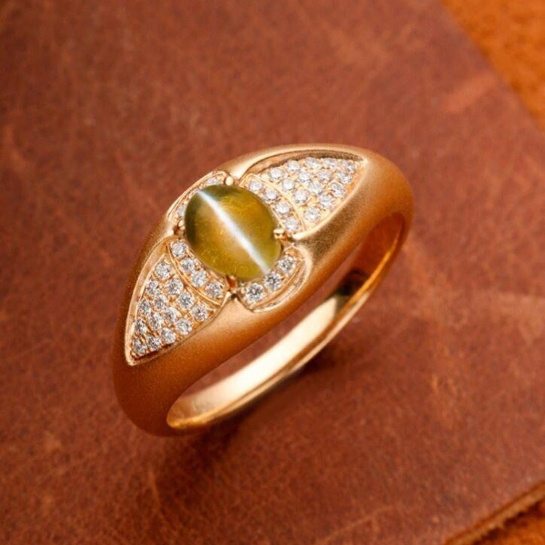 Real Yellow Cats Eye Ring, Cat's Eye Chrysoberyl Ring, Minimalist Ring ...