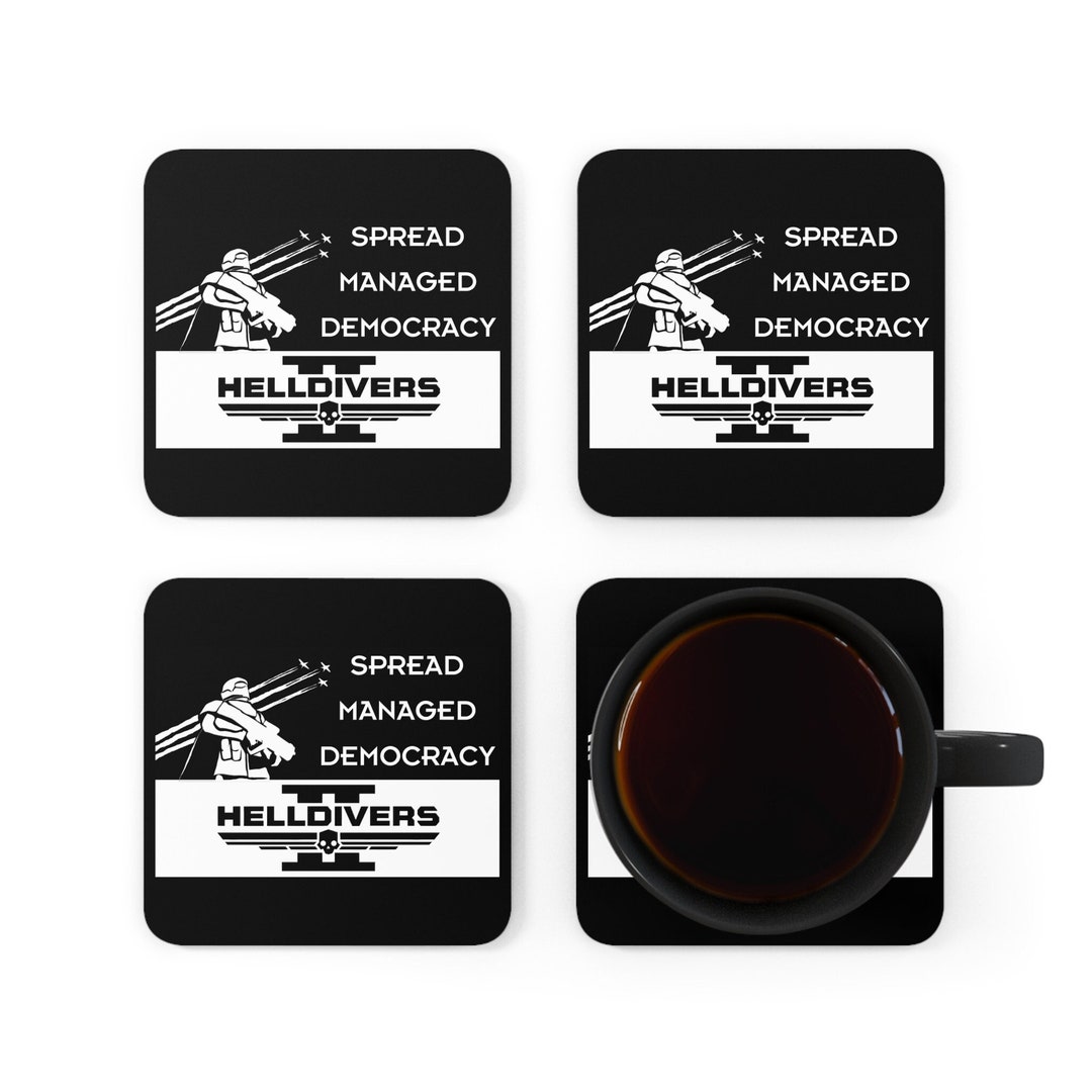 Helldivers2 Spread Managed Democracy Corkwood Coaster Set Helldivers Fan Gift Birthday Gift for ...