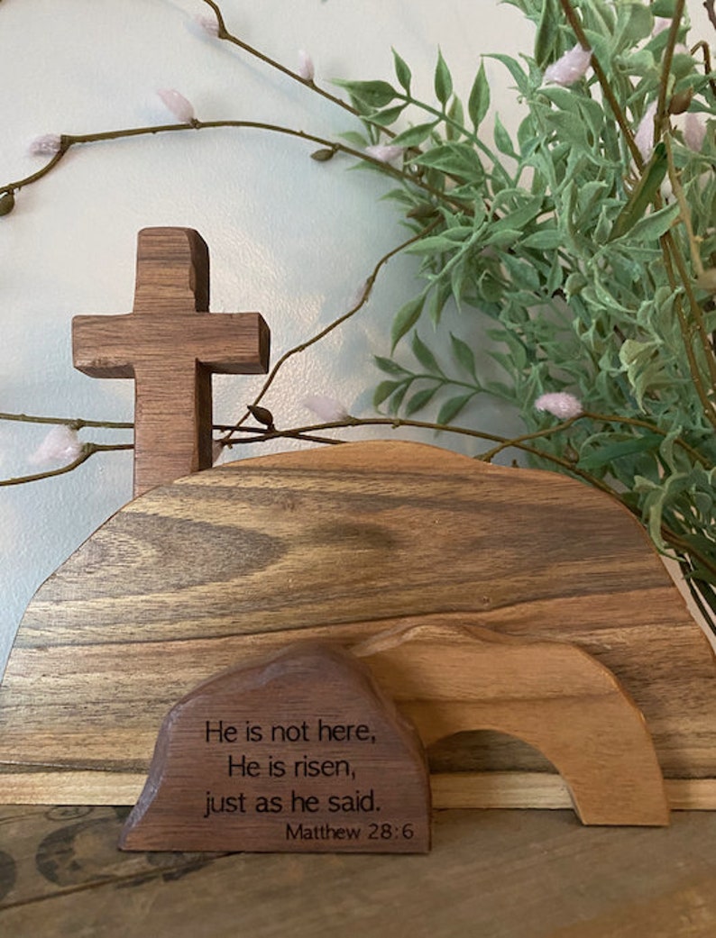 Empty Tomb, Easter Decor, Wood he is Not Here, He is Risen. Spring ...