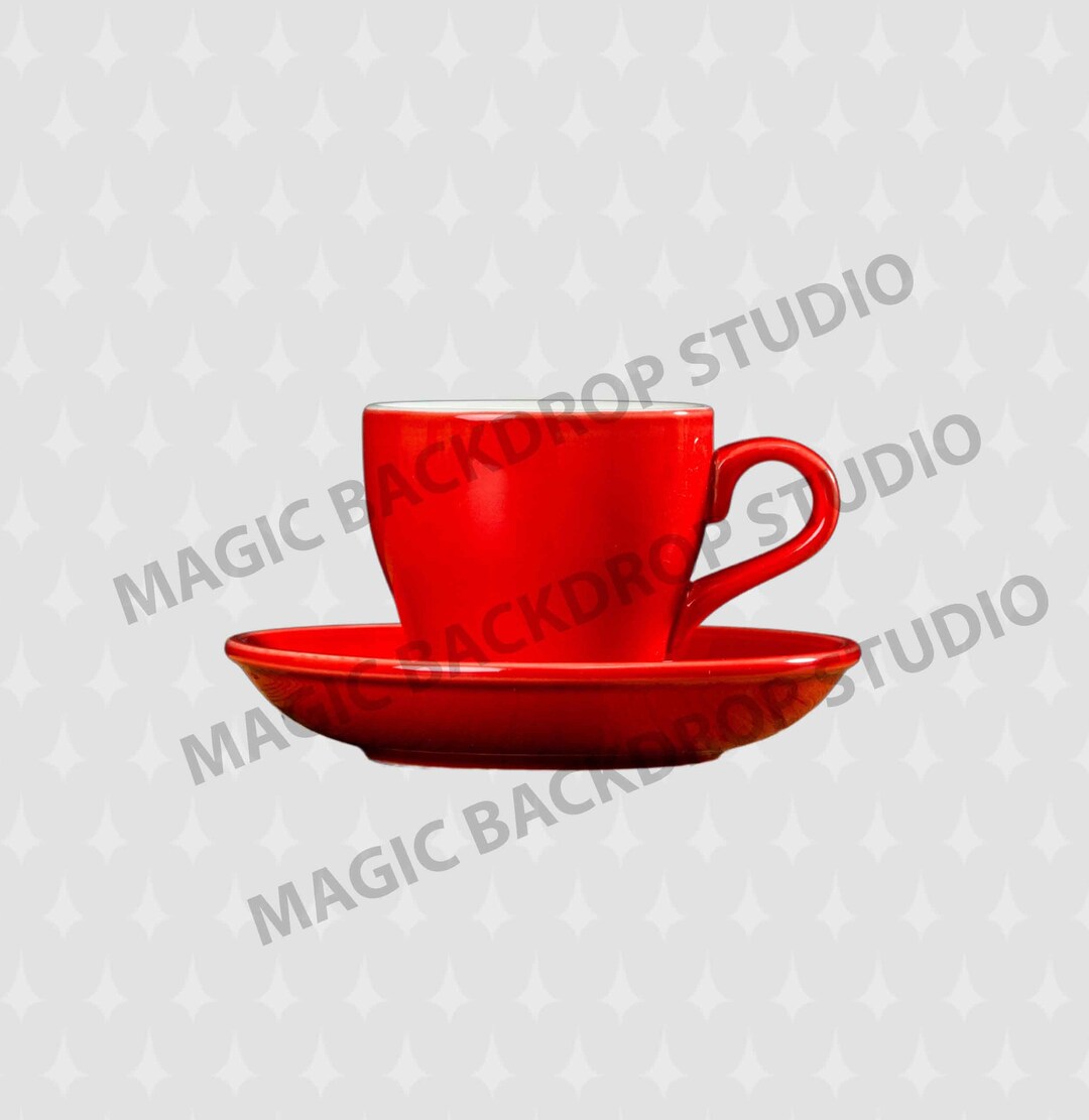 Red Coffee Cups Cup Saucer Mockup Mock up Kitchen Clip Art Overlay ...