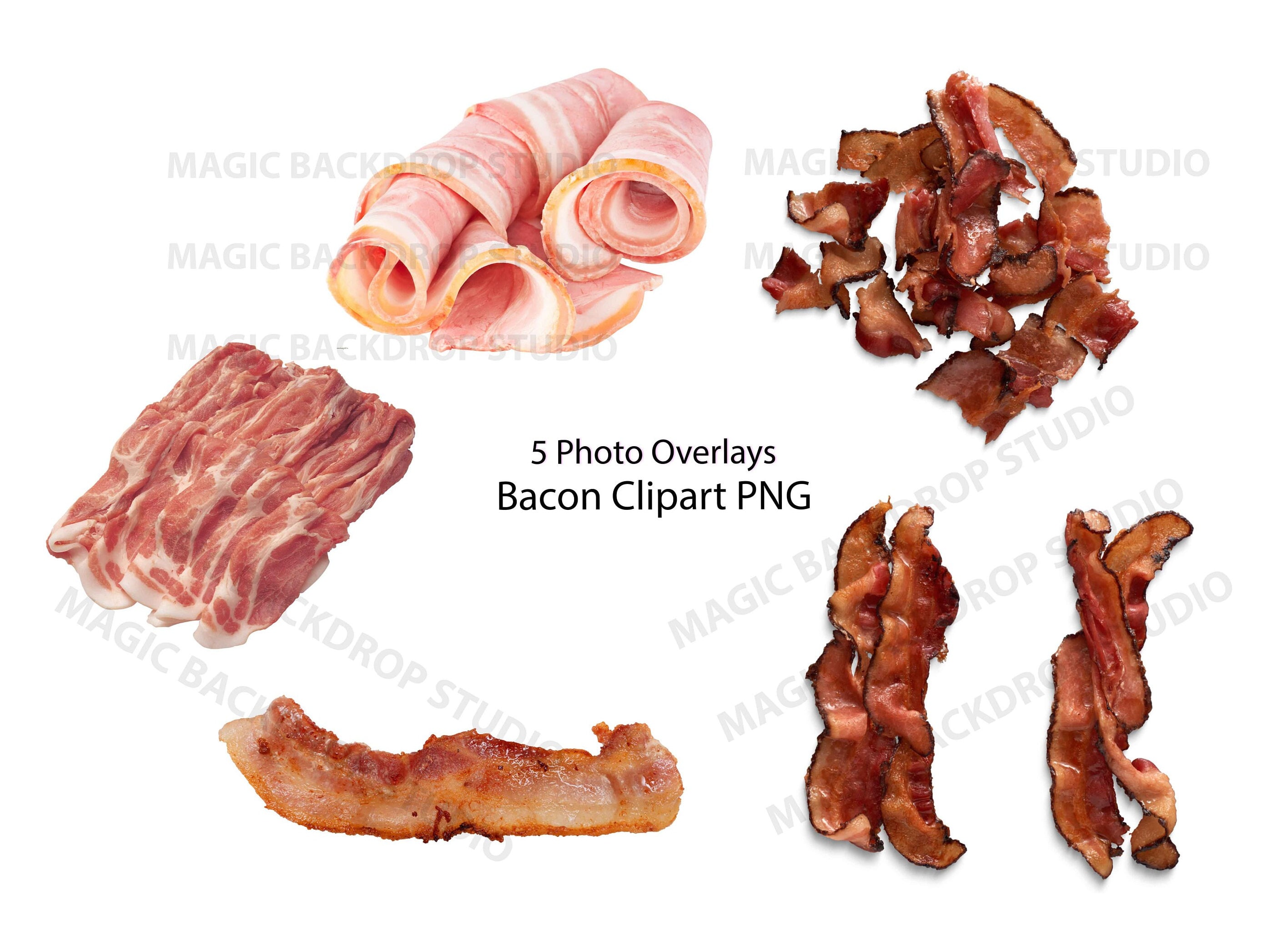 Bacon Slice Slices Food PNG Bundles Bundle Meat Clip Art Overlay ...
