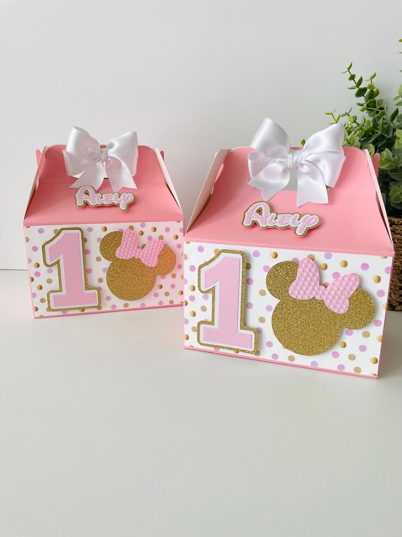Minnie Mouse Birthday Favor Boxes: Pink Party Gable Box - Etsy
