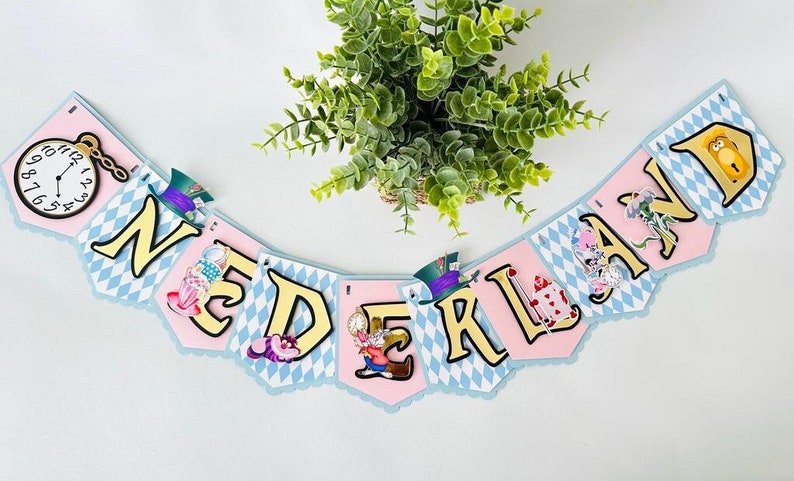 Onederland Banner: Alice in Wonderland First Birthday, Gold Details - Etsy
