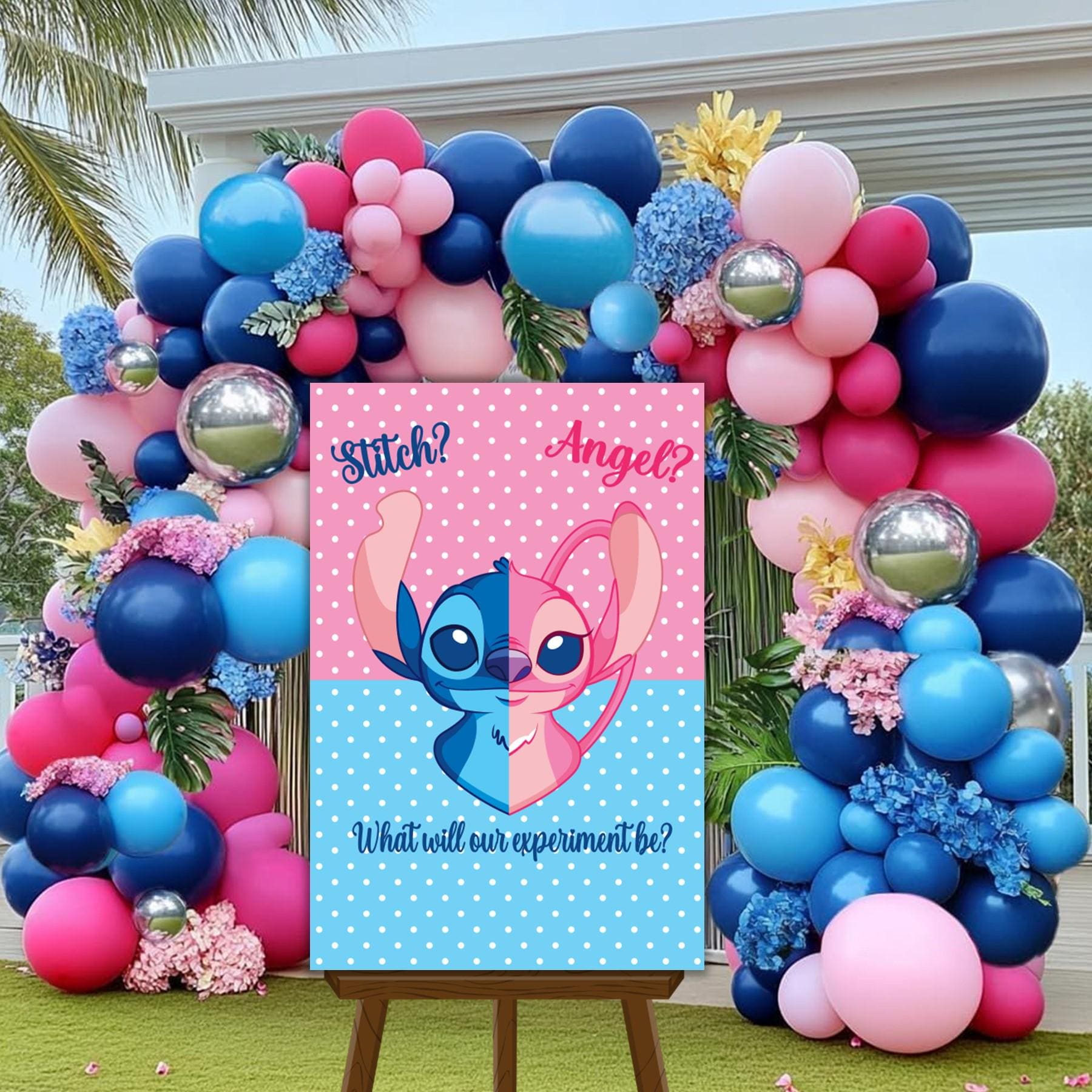 Stitch or Angel Gender Reveal Welcome Sign Printed Foam Core 24x36 Sign ...