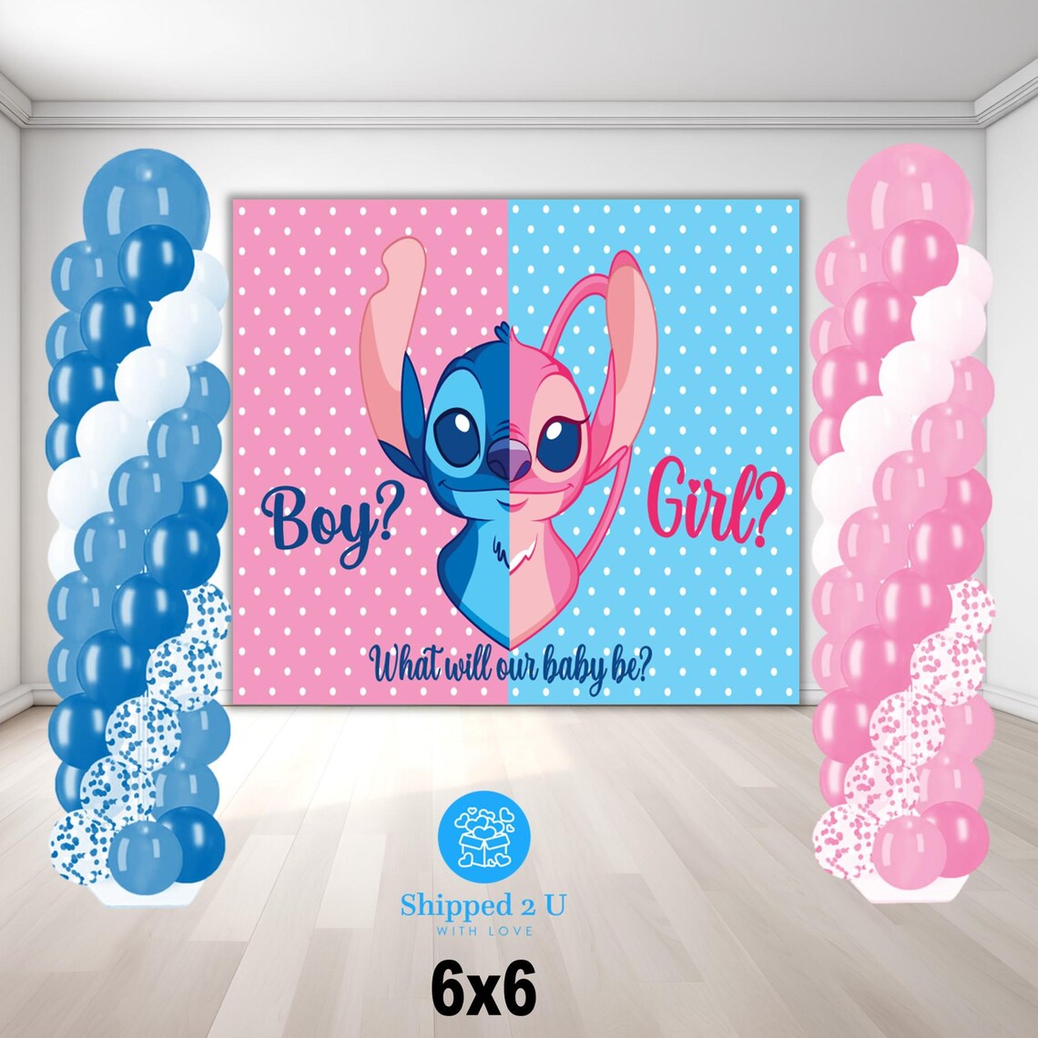 Stitch or Angel Gender Reveal Party Banner - Etsy