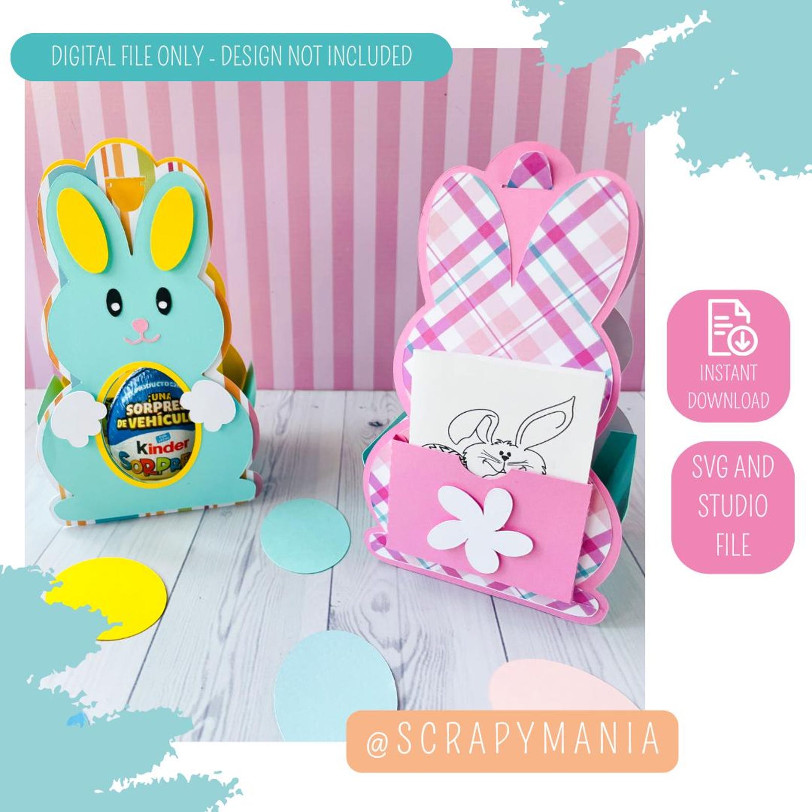 Easter Bunny-shaped Box Template With Crayons and Chocolate Egg Holder ...