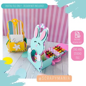 Easter Bunny-shaped Box Template With Crayons and Chocolate Egg Holder ...