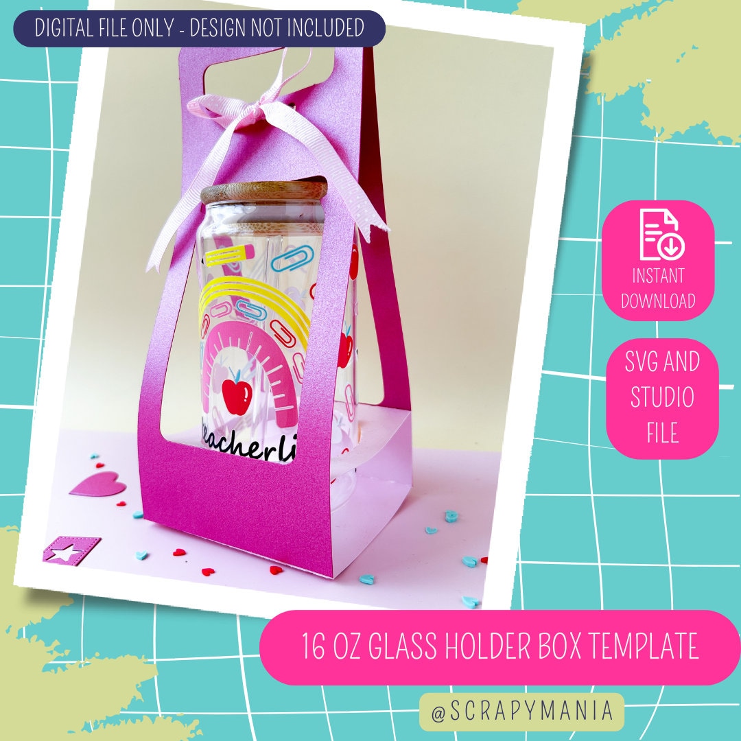 Bamboo-lid Tumbler Gift Box Template - Trendy 16 Oz Can Glass Holder ...