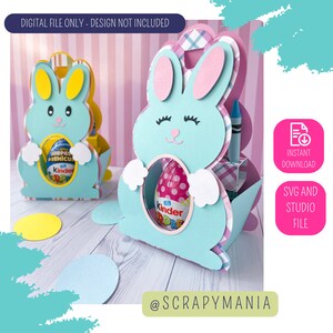 Easter Bunny-shaped Box Template With Crayons and Chocolate Egg Holder ...