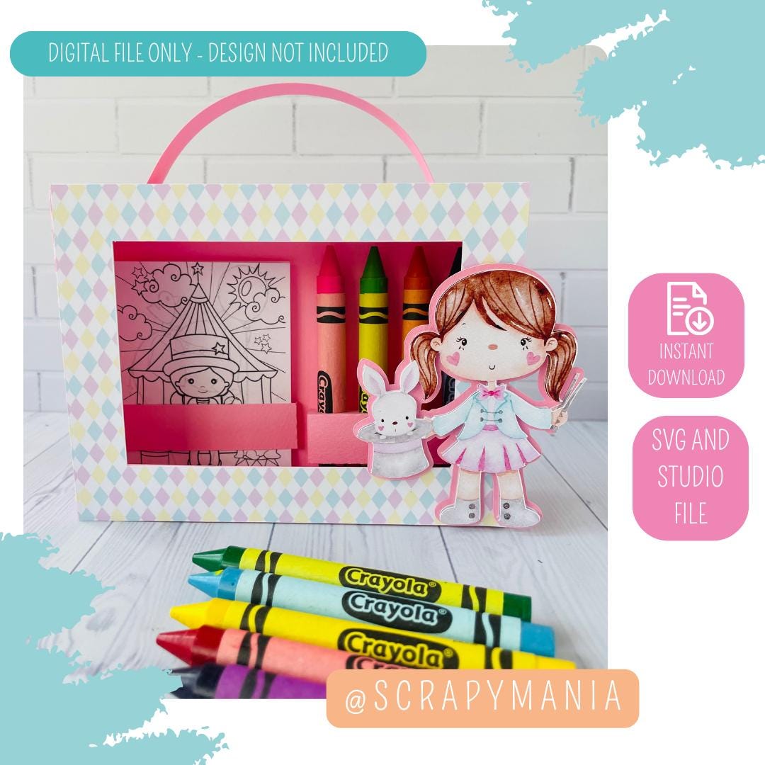 Coloring Activity Box Template, Suitcase Crayon Holder (digital Product ...