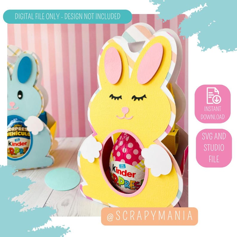 Easter Bunny Box Template, Crayon and Egg Holder SVG & Studio File ...
