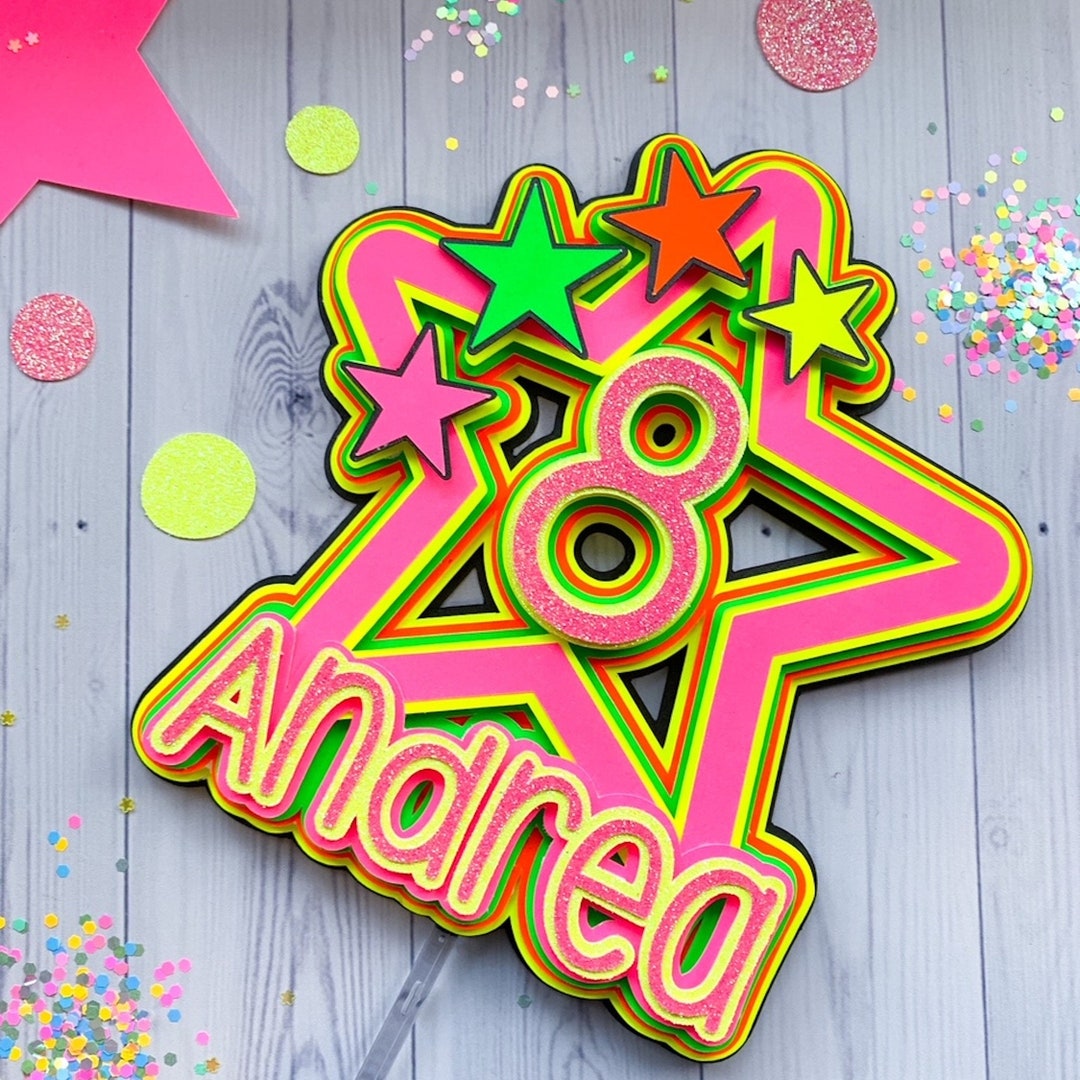 Topper De Pastel De Neón, Topper De Pastel De Fiesta De Fiesta De ...