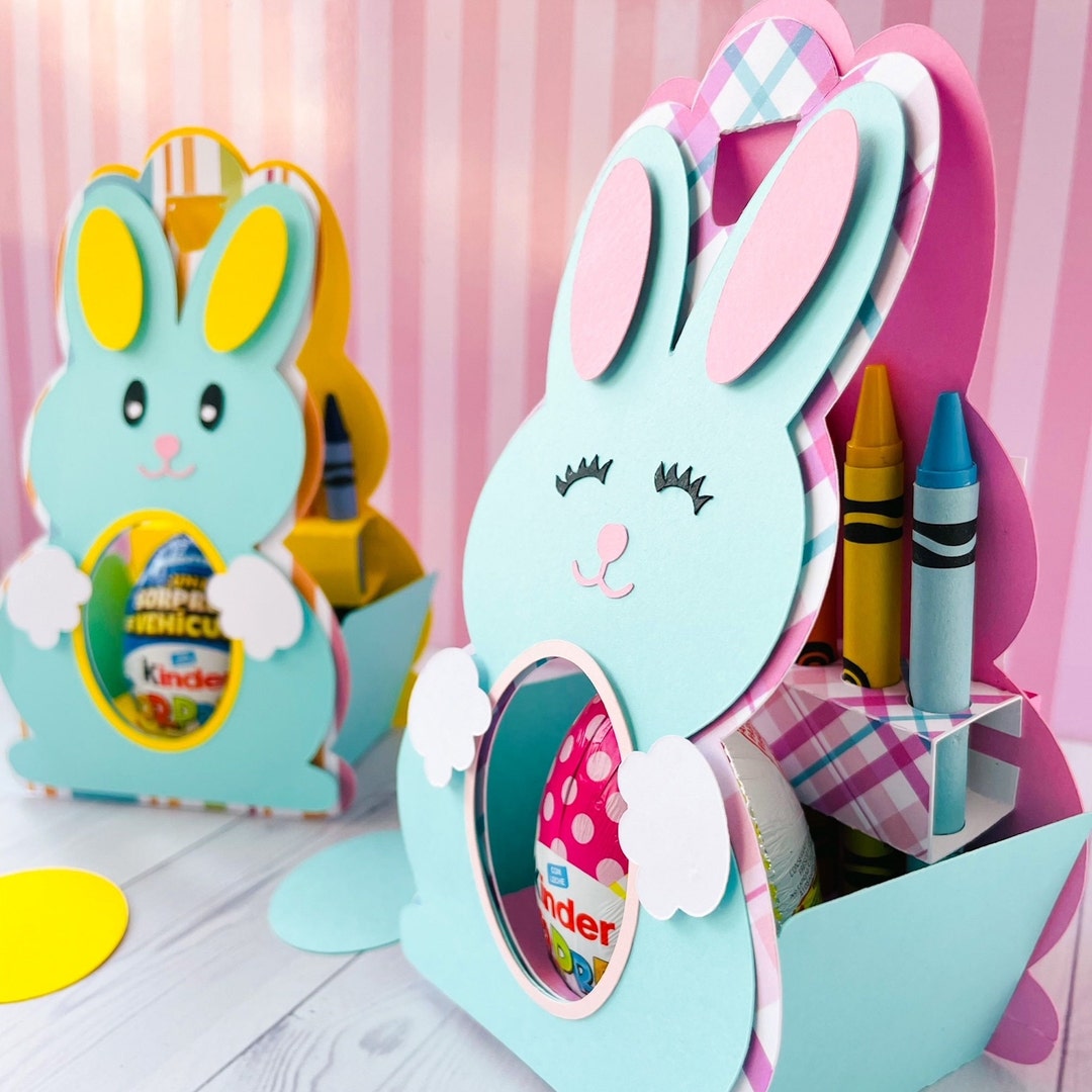 Easter Bunny-shaped Box Template With Crayons and Chocolate Egg Holder ...