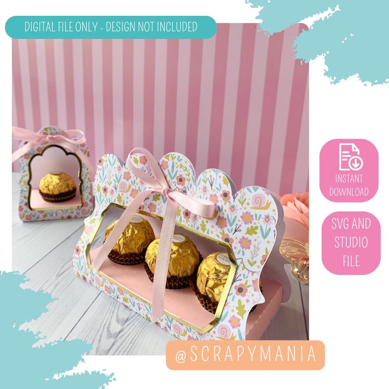 Chocolate Holder Box Template Kit, Chocolate Box Gift, Elegant Treat ...