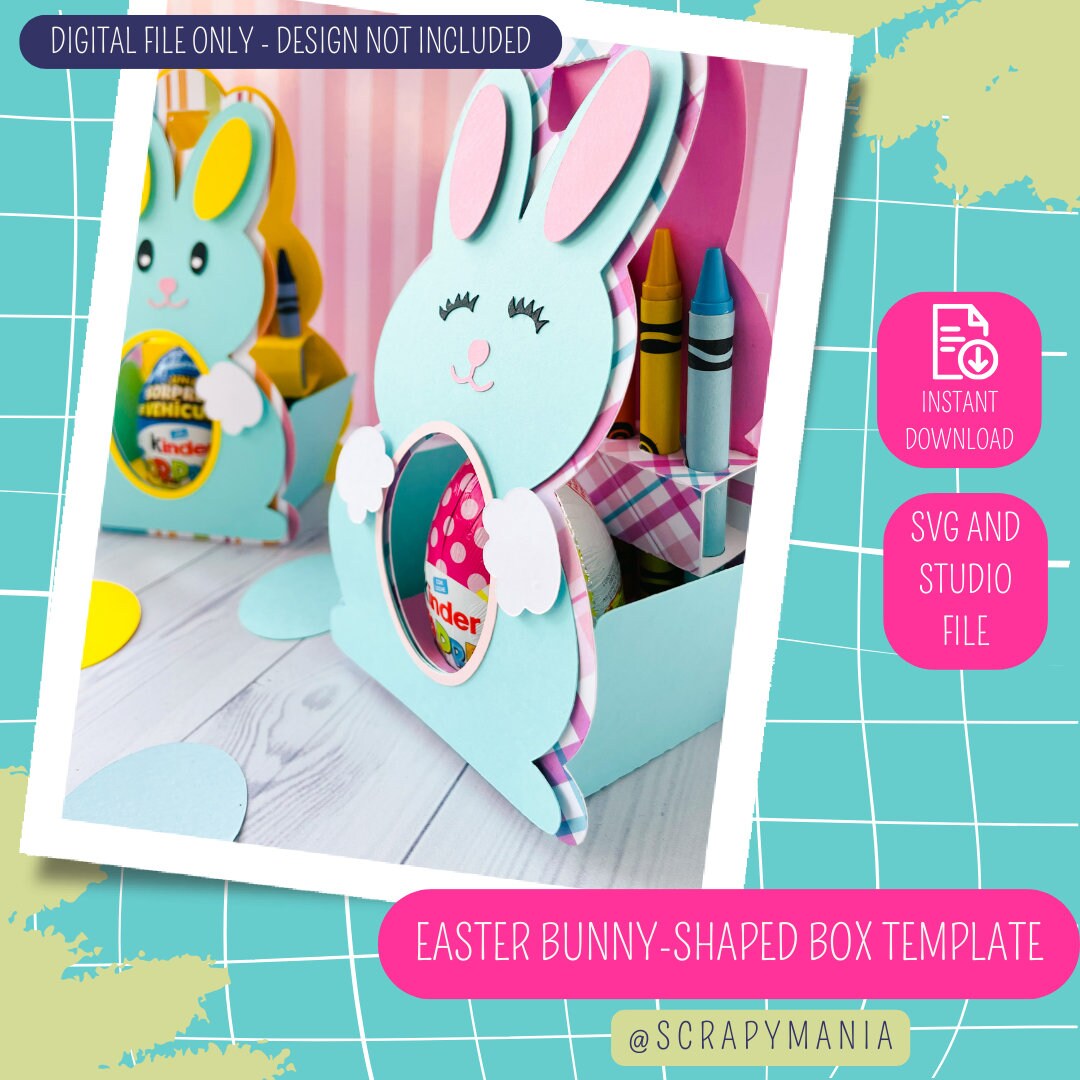 Easter Bunny-shaped Box Template With Crayons and Chocolate Egg Holder ...