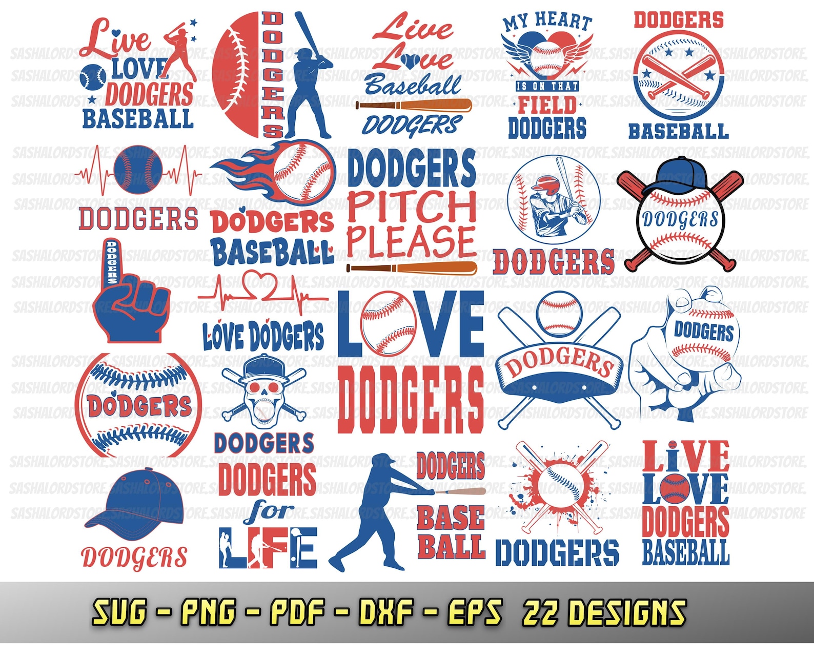 Dodgers Bundle, 22 Baseball Fan Designs, SVG Cricut Files, Go Dodger ...