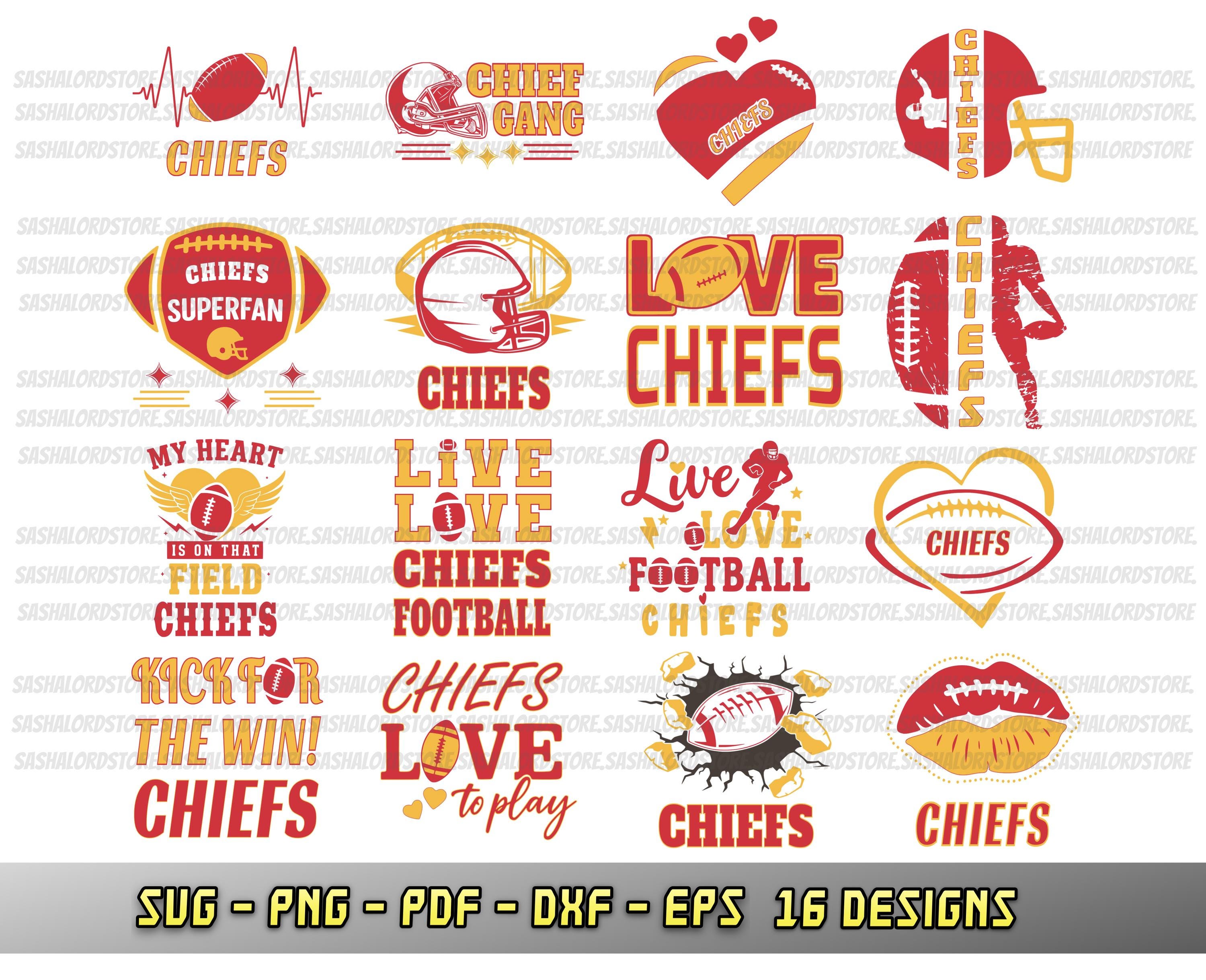 Chiefs Football Bundle, 16 Fan Designs, SVG Cricut Files, Vector ...