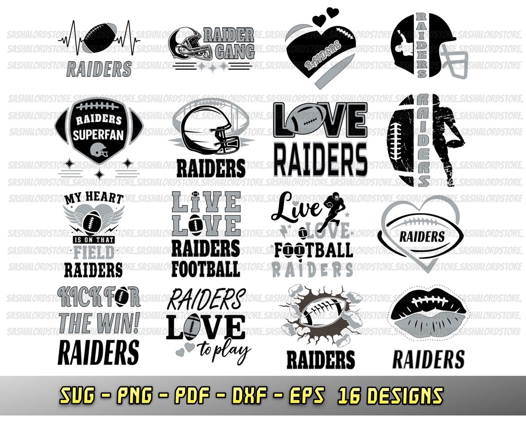 Raiders Football Bundle, 16 Fan Designs, SVG Cricut Files, DIY, Vector ...