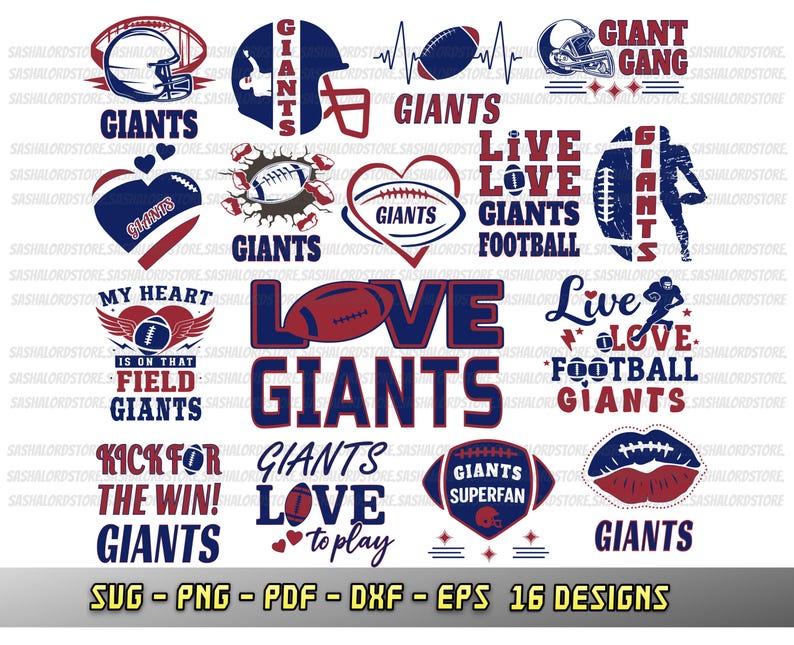 16 Fan Designs, Giants Bundle, Giants Svg, Cricut Files, Vector ...
