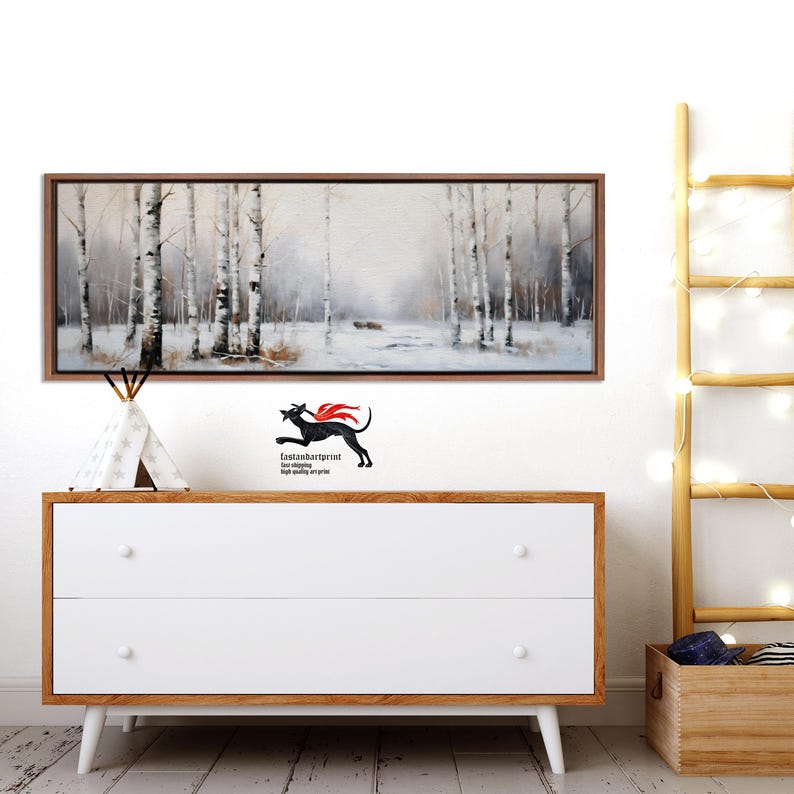 Framed Winter Forest Landscape Art: Snowy Wall Decor - Etsy